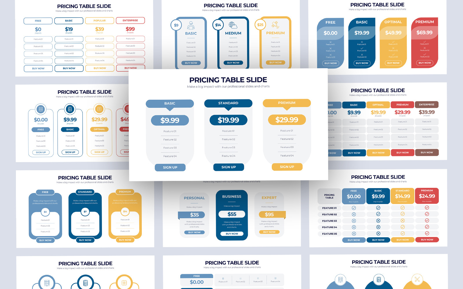 Modèle PowerPoint d'infographie du tableau des prix des entreprises