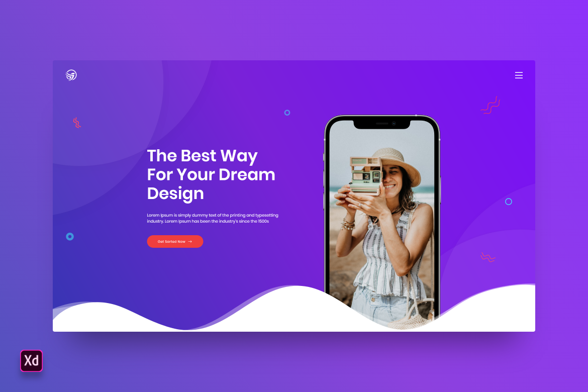 Hero Header Landing Page Adobe XD Template Vol 37