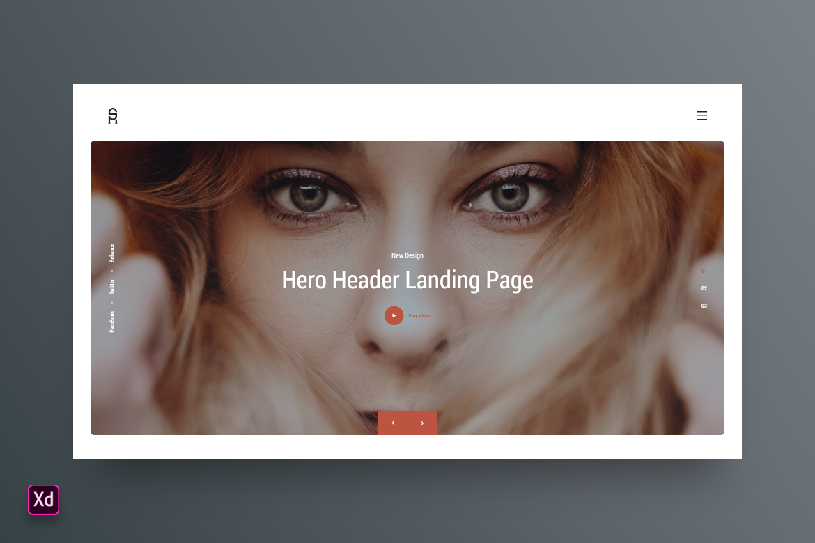 Hero Header Landing Page Adobe XD Template Vol 45