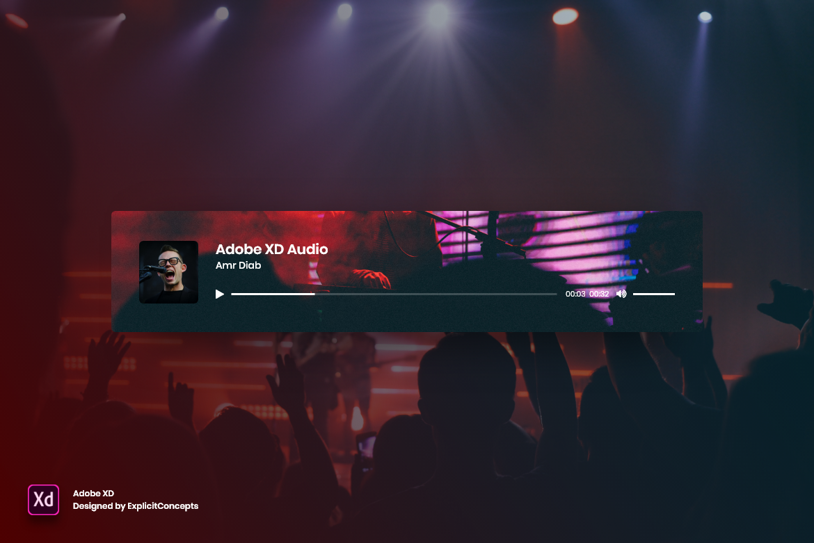 Audio Player Widget Hero Header Landing Page Adobe XD Template Vol 038