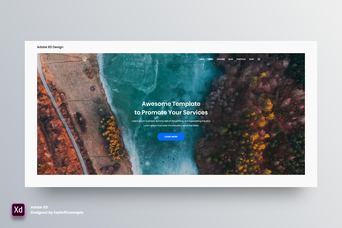 Hero Header Landing Page Adobe XD-Vorlage Vol. 090