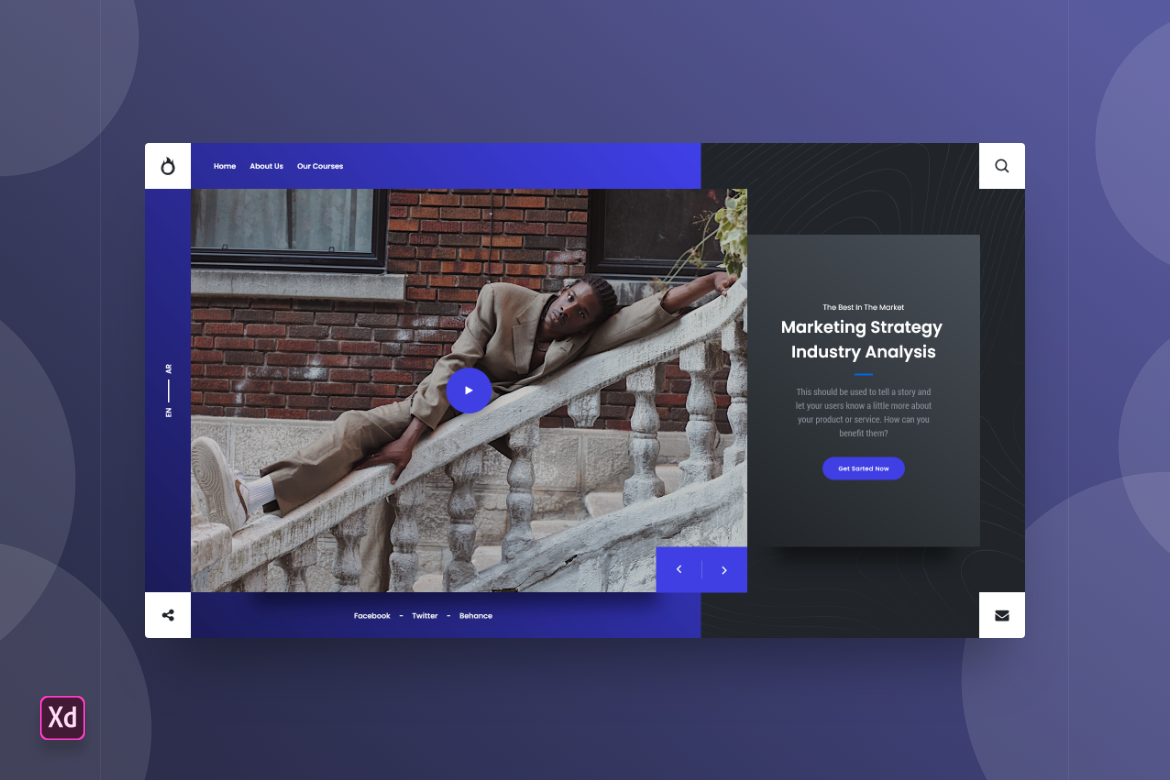 Hero Header Landing Page Adobe XD Template Vol 132