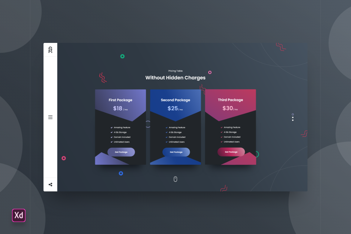 Pricing Table Hero Header Landing Page Adobe XD Template Vol 128