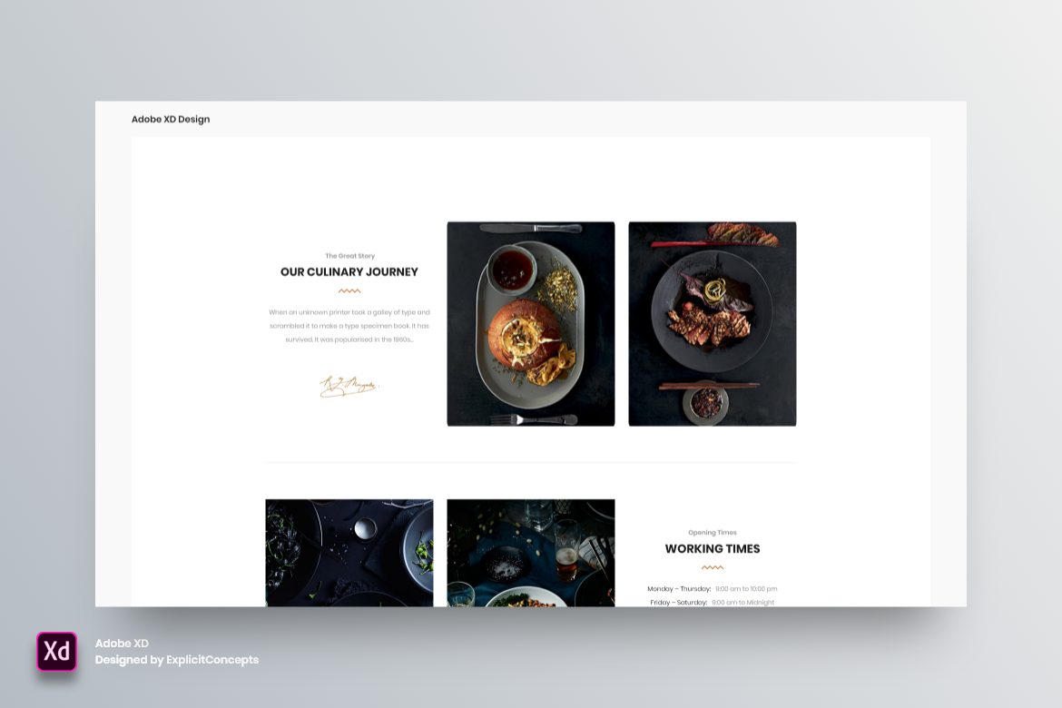 Restaurant Opening Times Hero Header Landing Page Adobe XD Template Vol 119