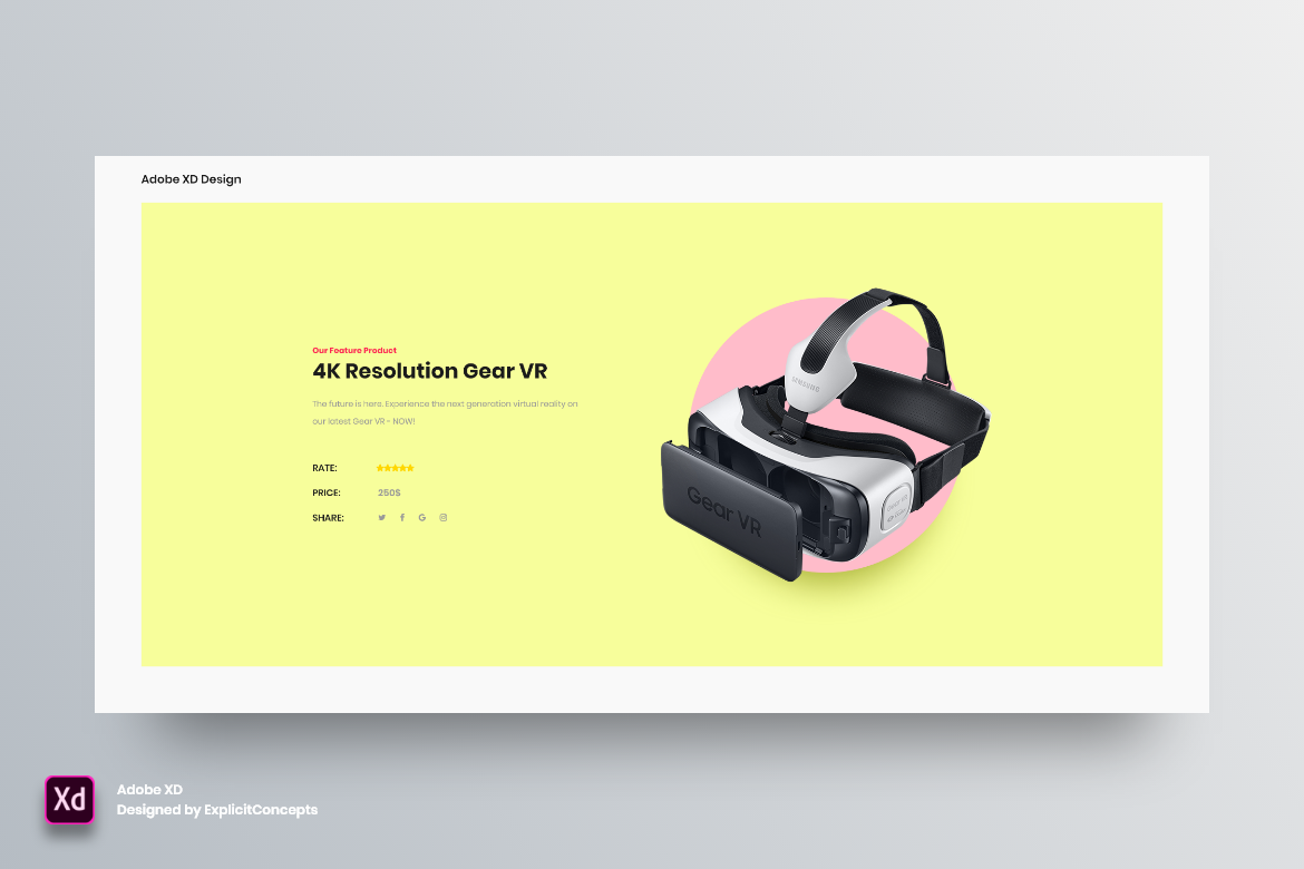 VR Product Hero Header Landing Page Adobe XD Template Vol 115