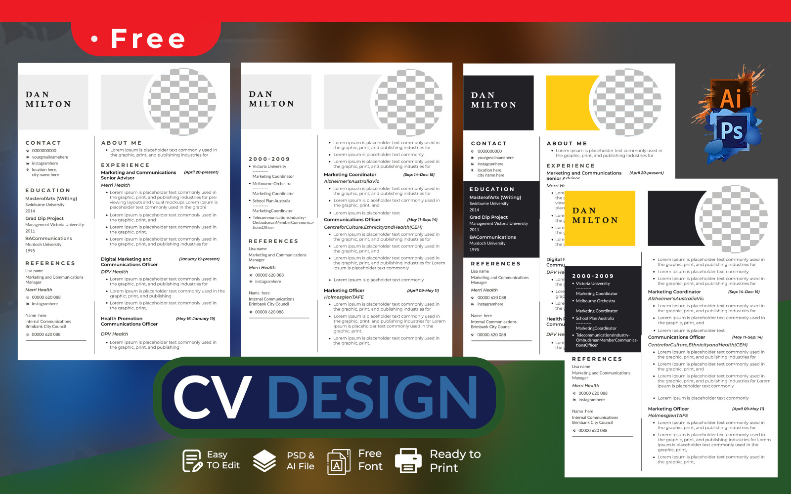 FREE Resume Design Template #307153 - TemplateMonster