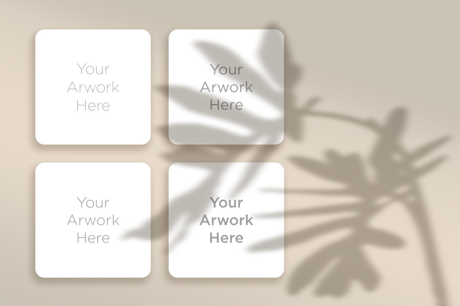 4 Rounded Corner Square Papers Mockup - TemplateMonster