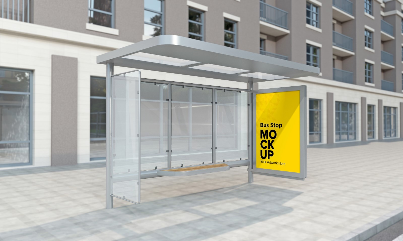 City Bus Shelter Outdoor Advertising mockup Template