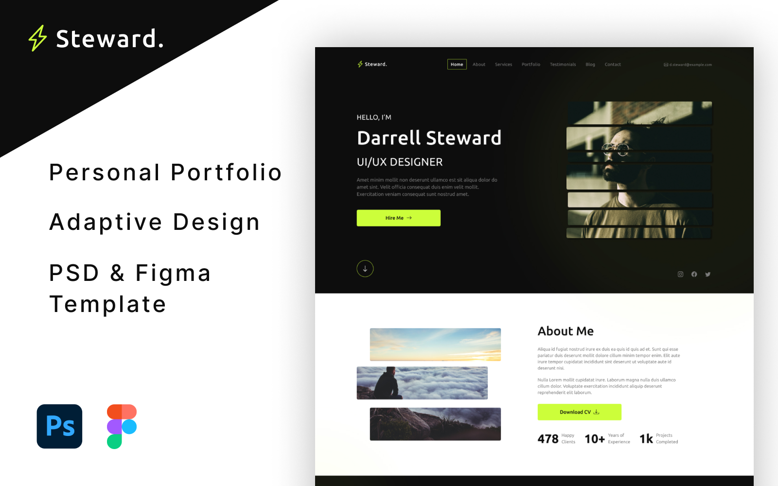 Steward - Personal Portfolio PSD Template - TemplateMonster
