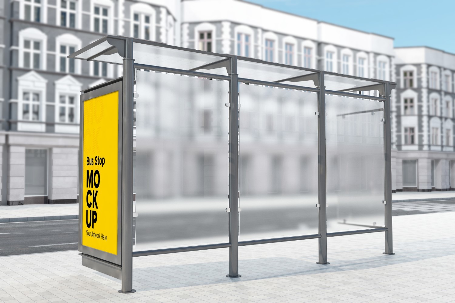 Classical Bus Stop Billboard mockup Template