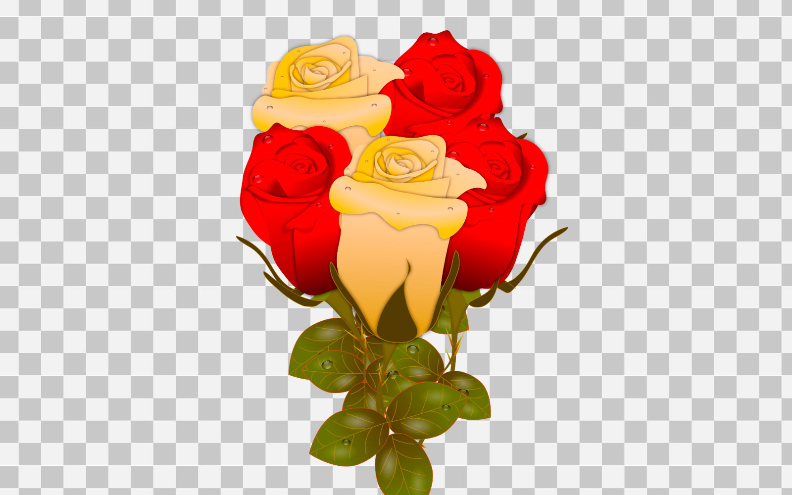 Red rose realistic rose bouquet with red flower