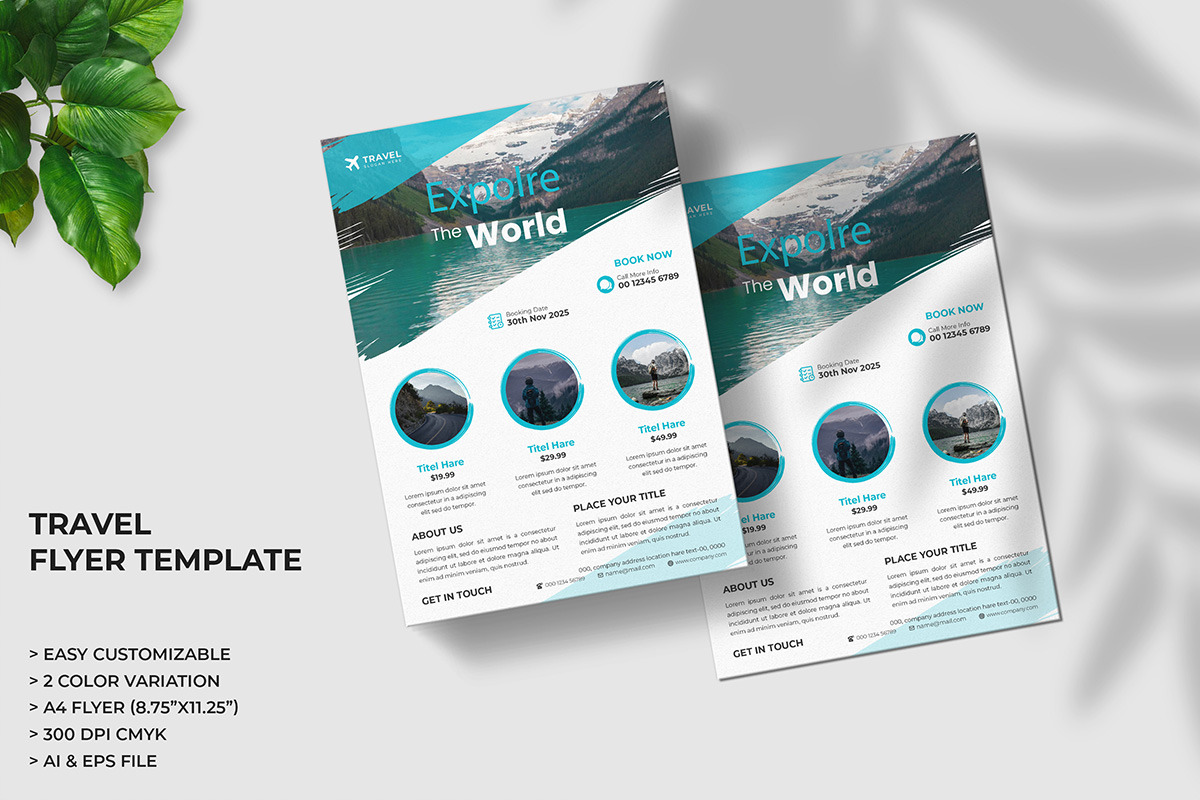Travel Agency Flyer Template Design #309130 - TemplateMonster