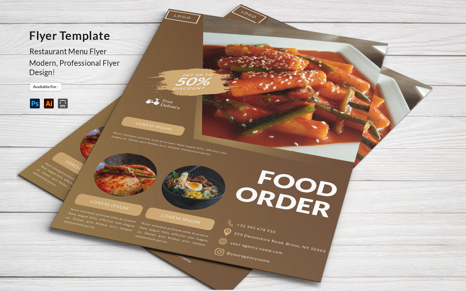 Korean Food Flyer Restaurant Template - TemplateMonster