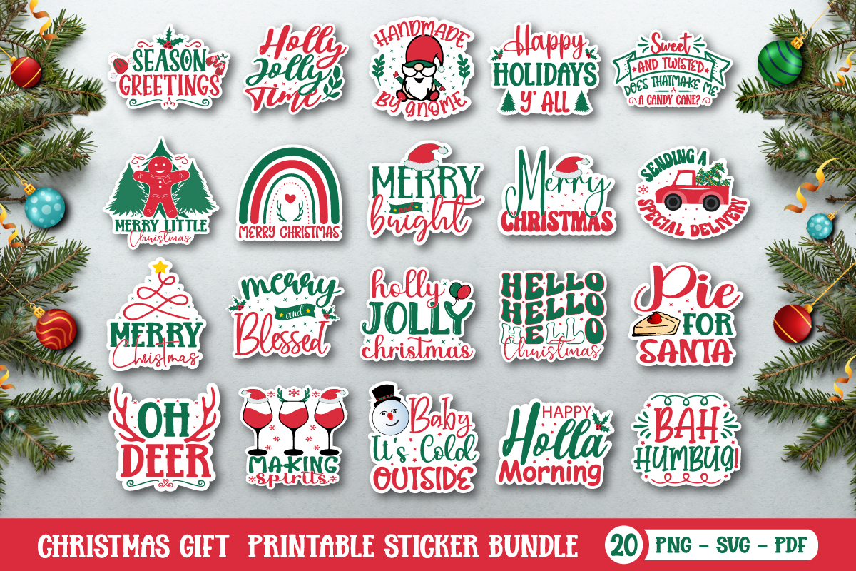 Christmas Printable Stickers Bundle #309324 - TemplateMonster