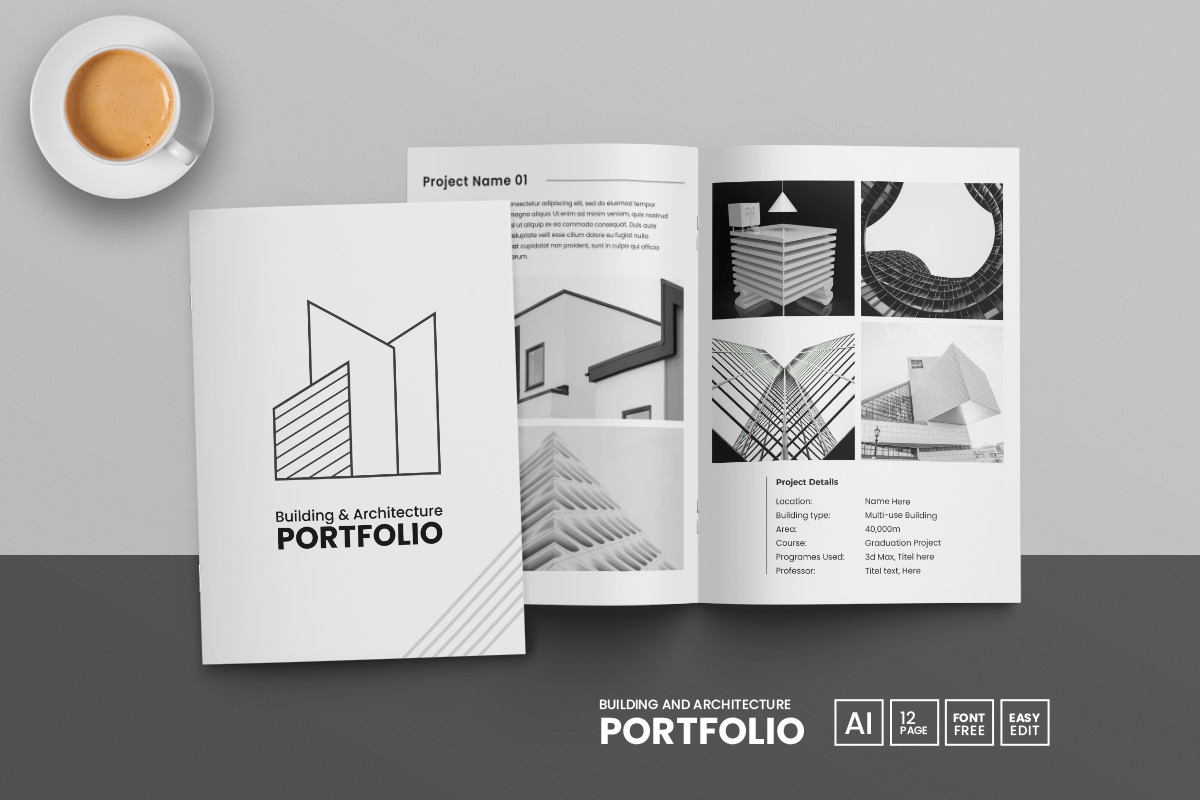 Minimal Building Architecture Portfolio Template Design and Interior ...