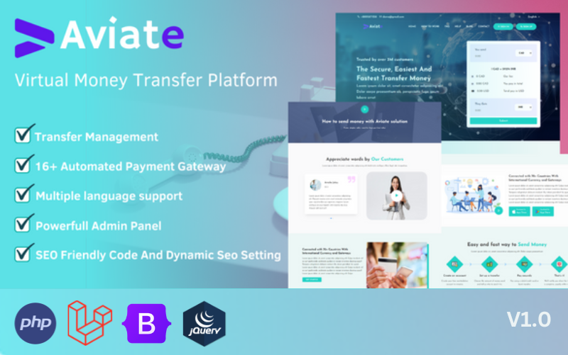 Aviate - Plataforma de transferencia de dinero virtual.