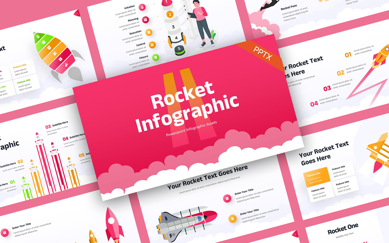 Rakete-Infografik-PowerPoint-Vorlage - TemplateMonster
