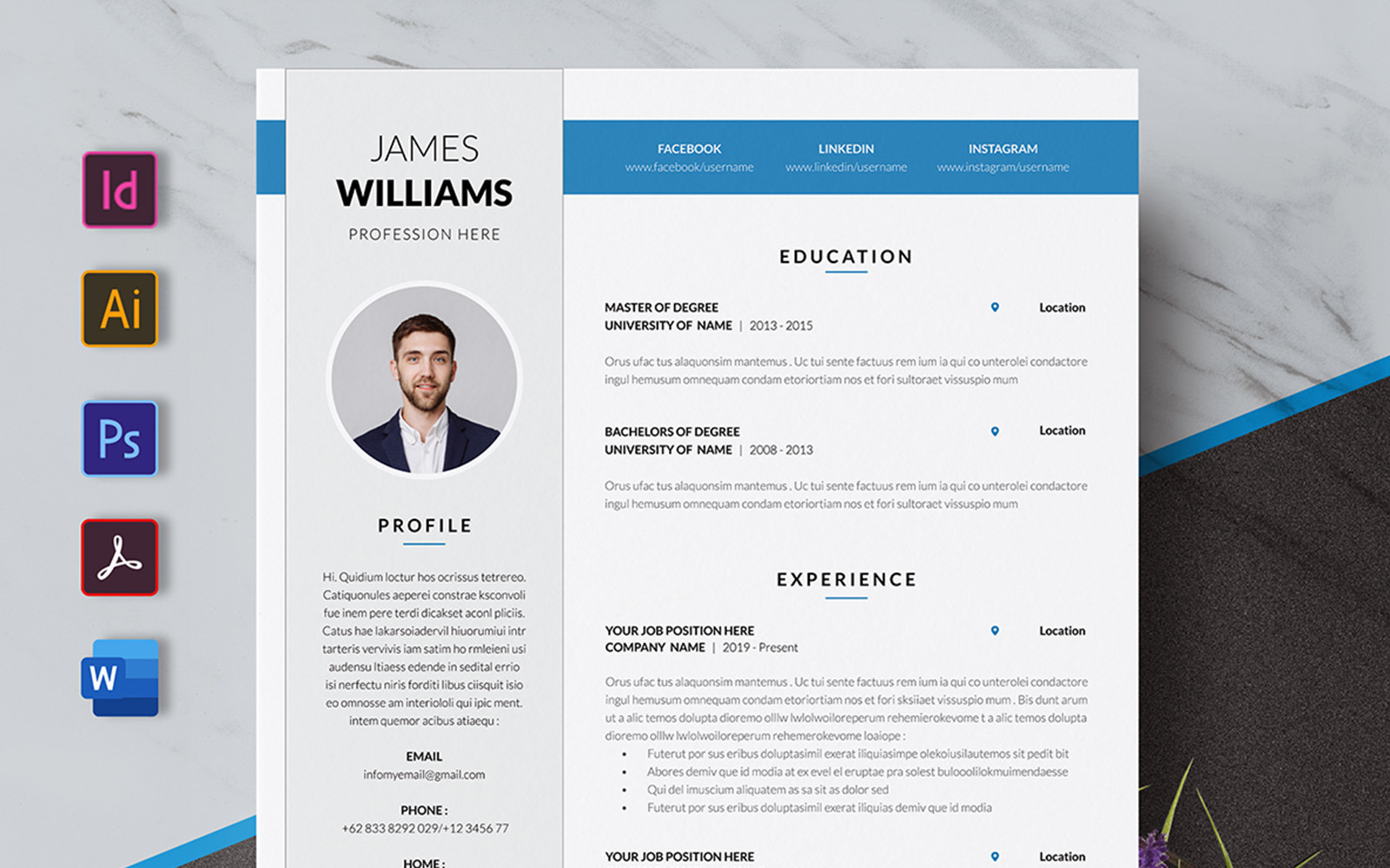 Simple Resume / CV Template #310378 - TemplateMonster