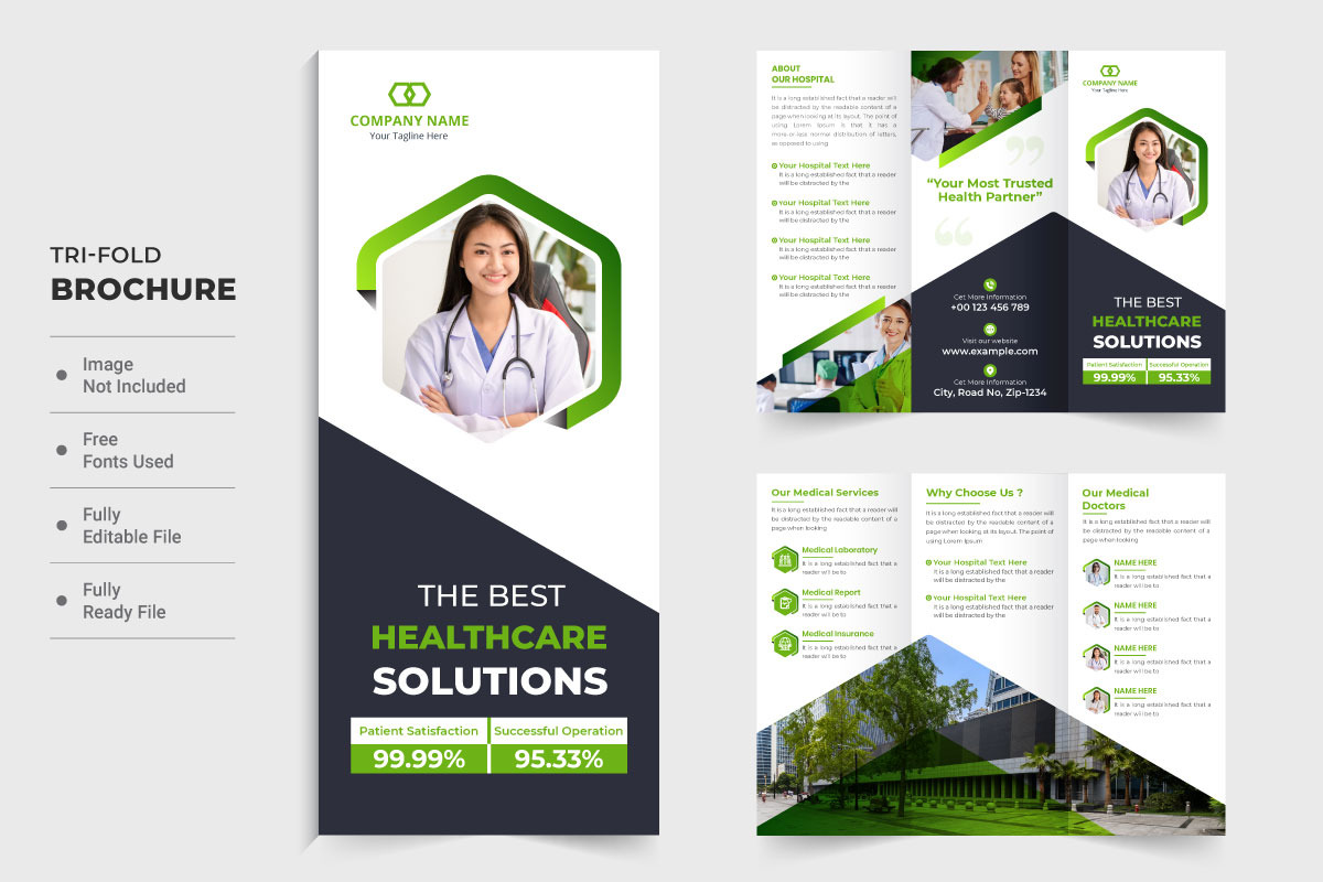 Medical tri fold brochure template #310798 - TemplateMonster