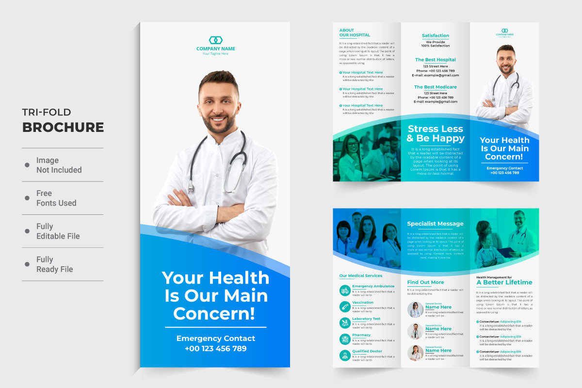 Healthcare center tri fold brochure #310802 - TemplateMonster