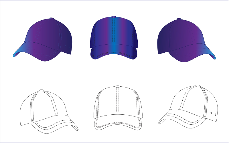 Purple Hat (cap) - Vector Template Mockup - TemplateMonster