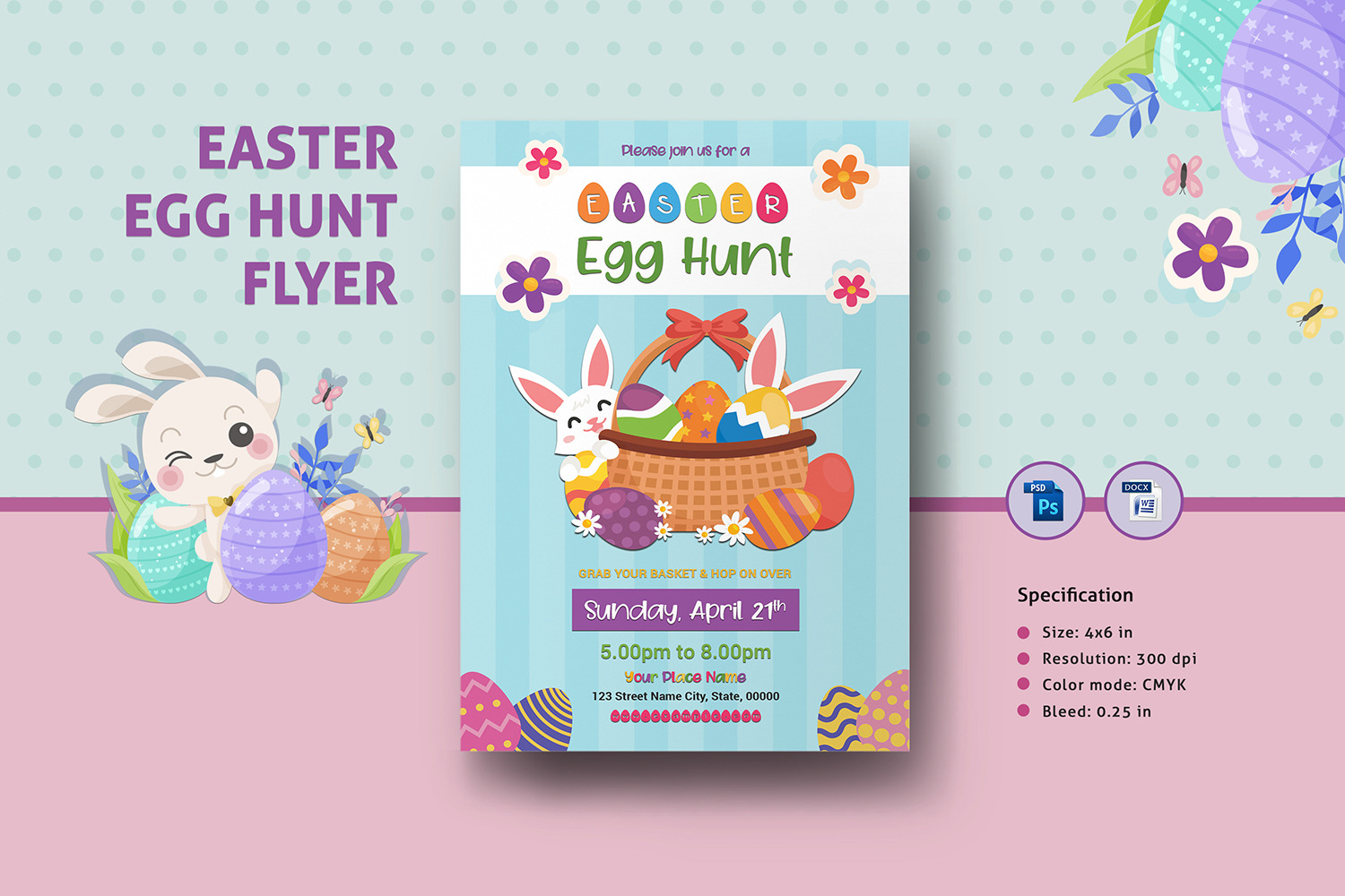 Easter Party Invitation Flyer Template - TemplateMonster