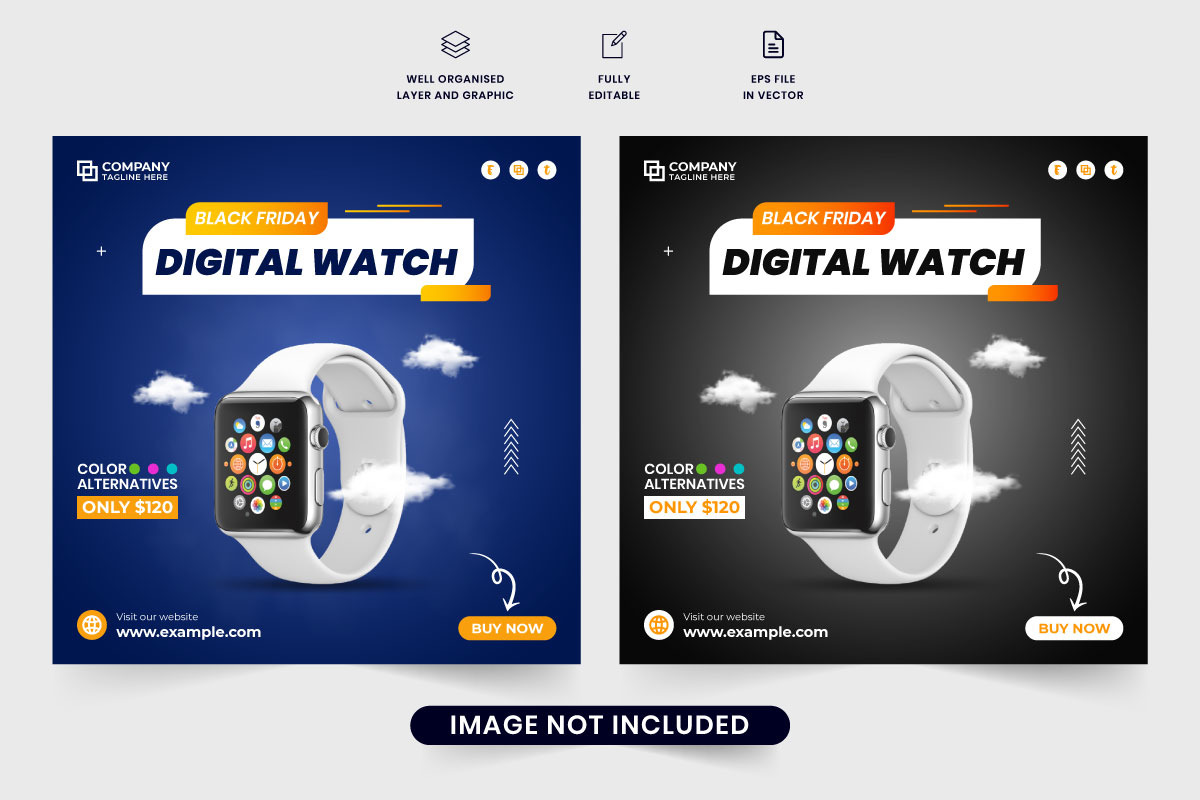 Wristwatch promotional poster vector - TemplateMonster