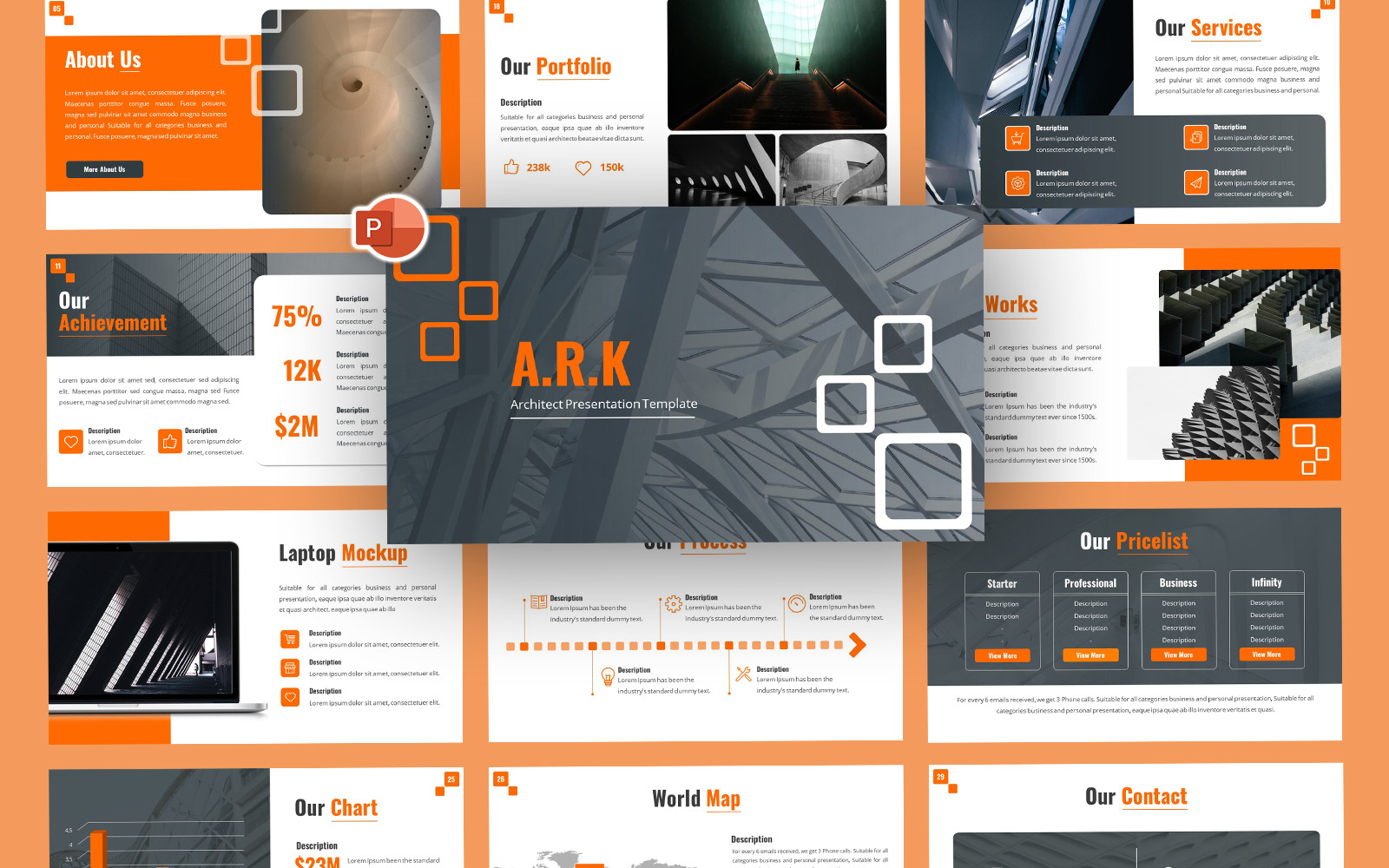 Ark Architecture PowerPoint Template - TemplateMonster