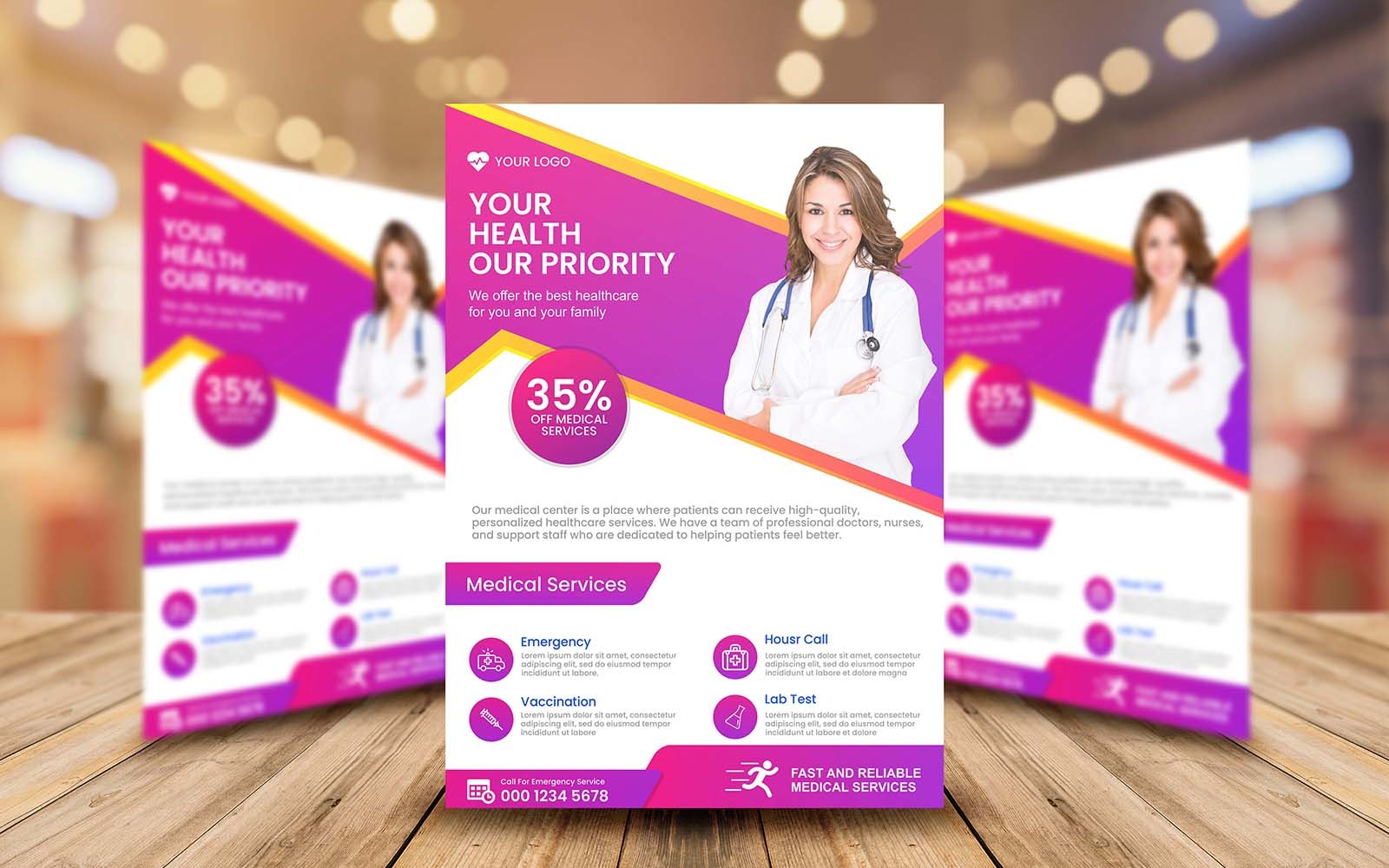 Medical Service Flyer Template Design - TemplateMonster