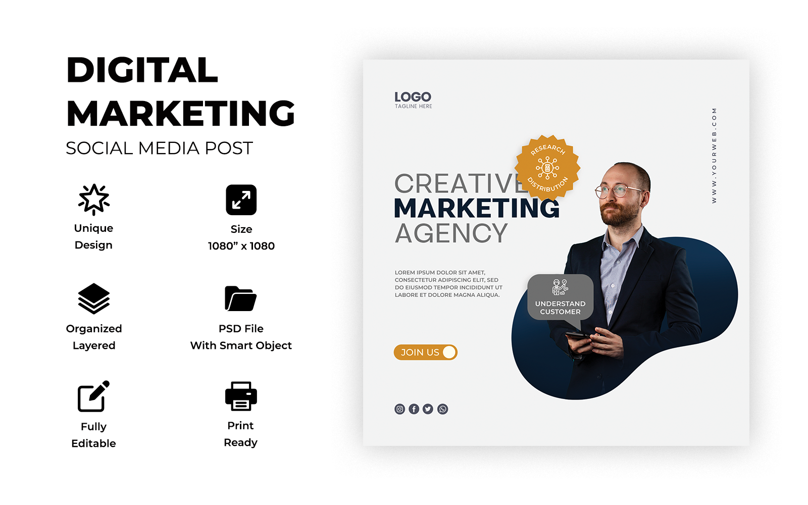 Creative Marketing Post Template #313369 - TemplateMonster