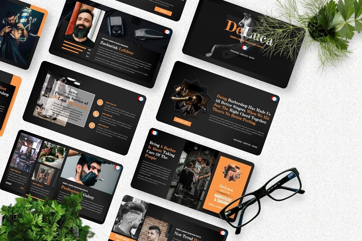 De Luca - Barbershop Powerpoint Templates - TemplateMonster
