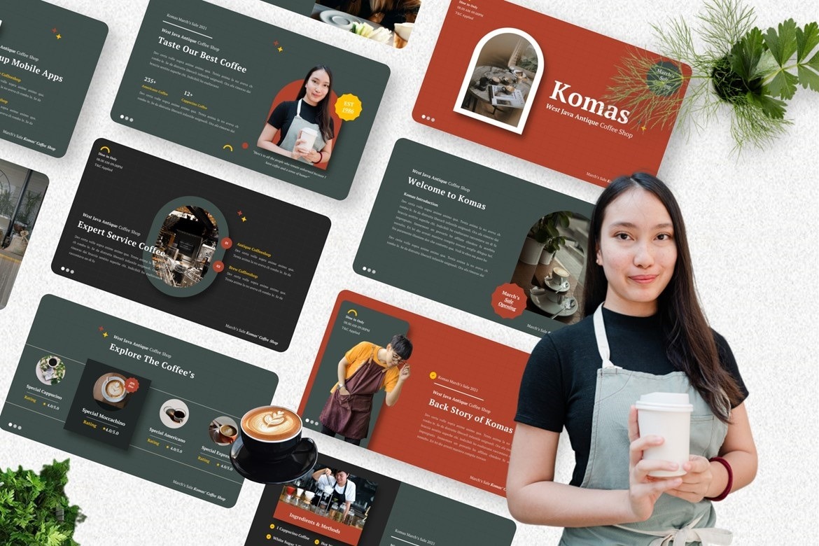 Komas - Coffee Shop Powerpoint Template - TemplateMonster