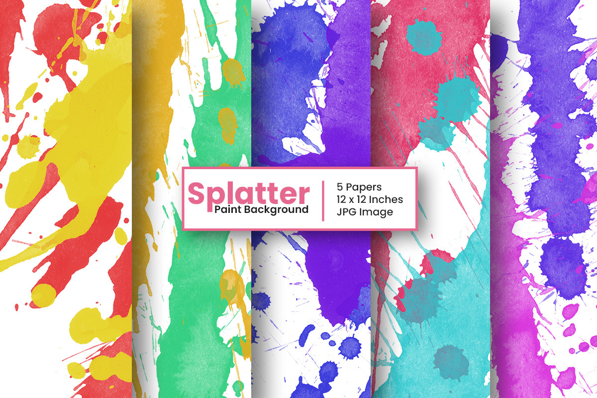 Abstract Paint Splatter Digital Paper Background and Watercolor ink ...