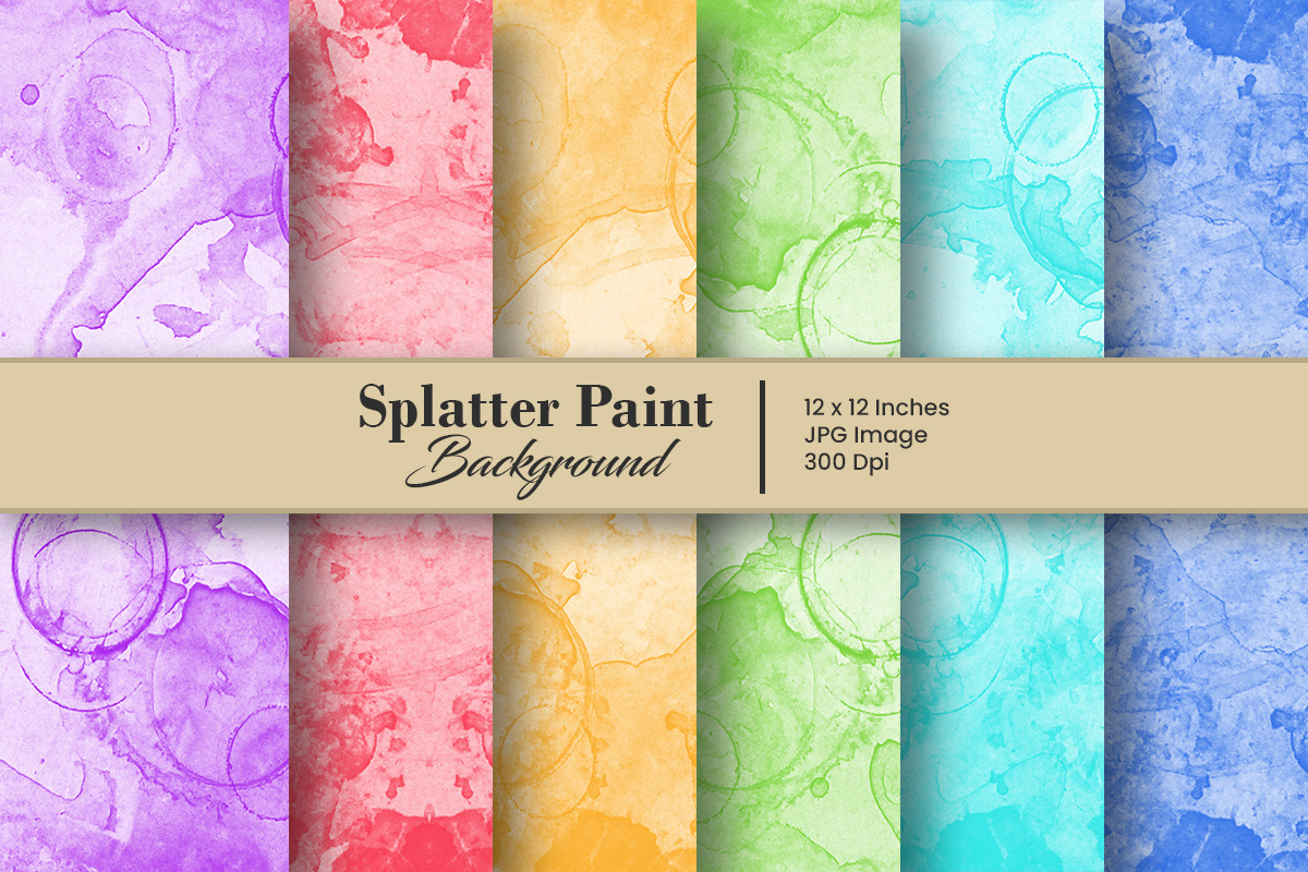 Abstract Paint Splatter Digital Paper Background. Watercolor ink ...
