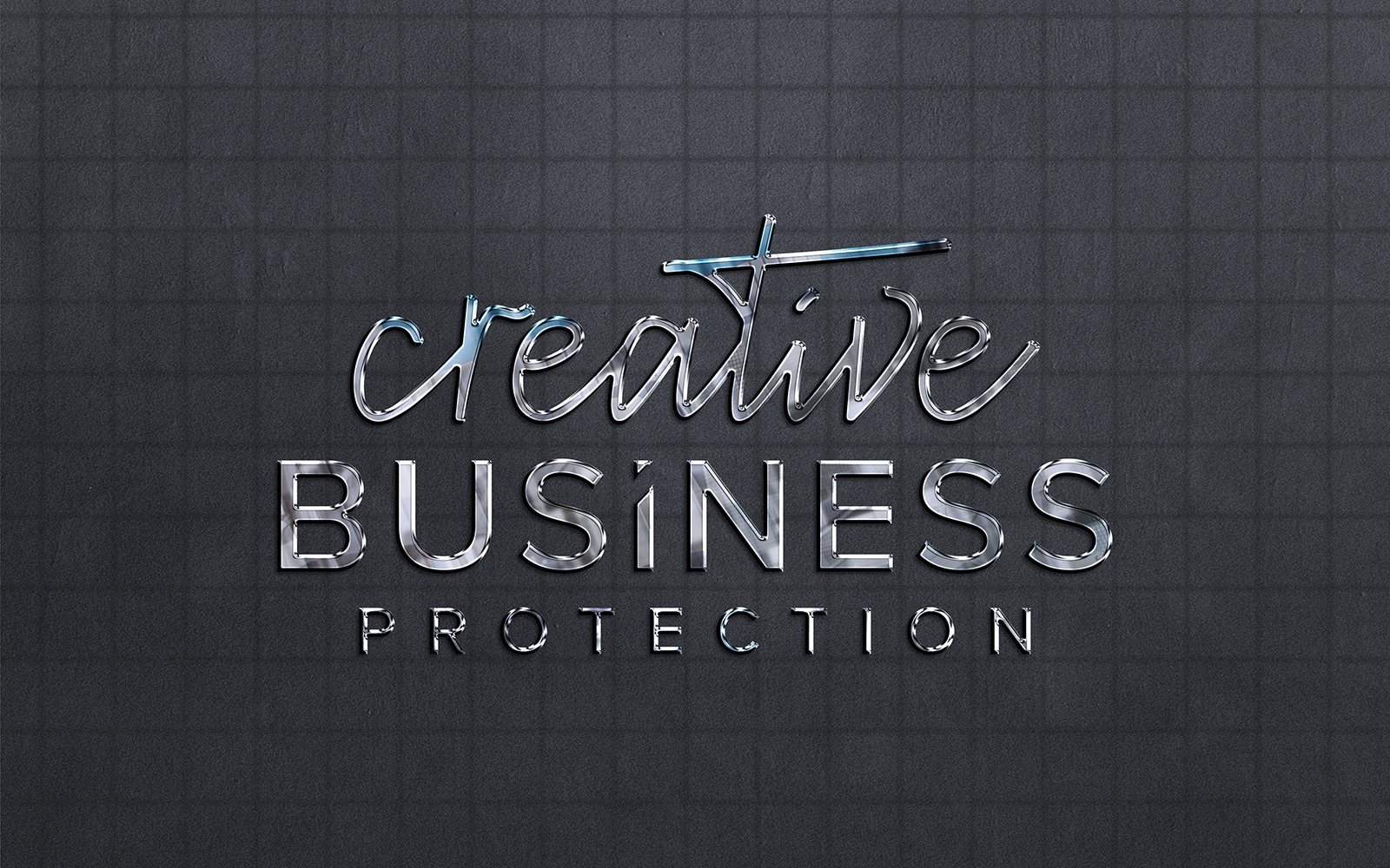 Glossy glass effect logo mockup 3d realistic on gray wall background