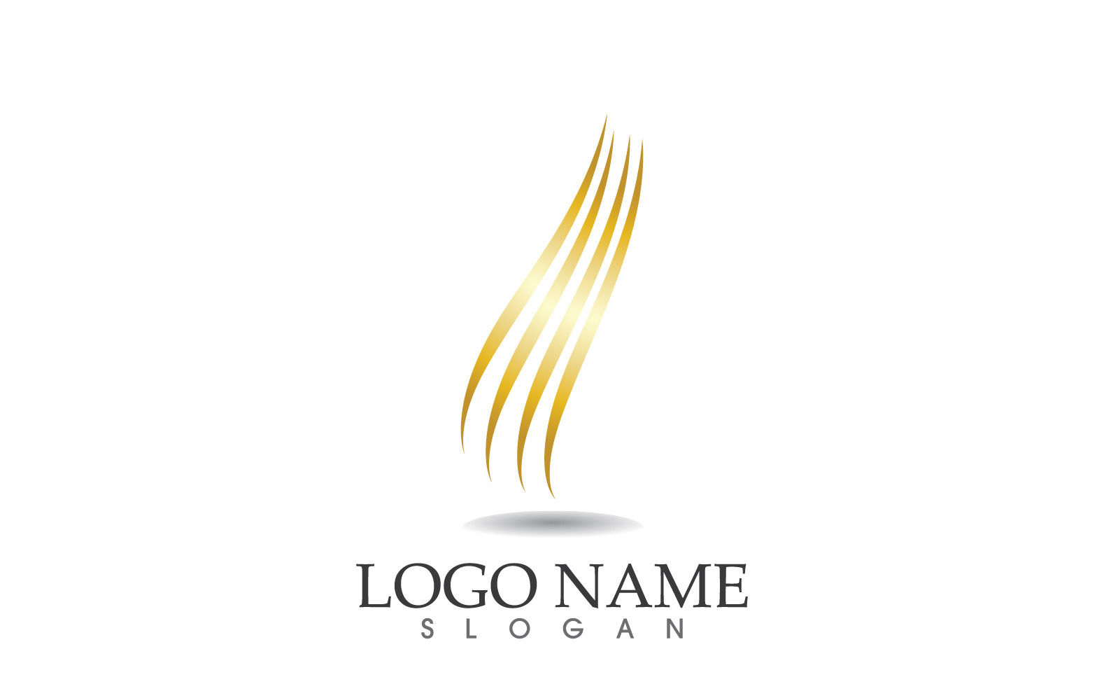 Hair wave gold line logo vector template design v46