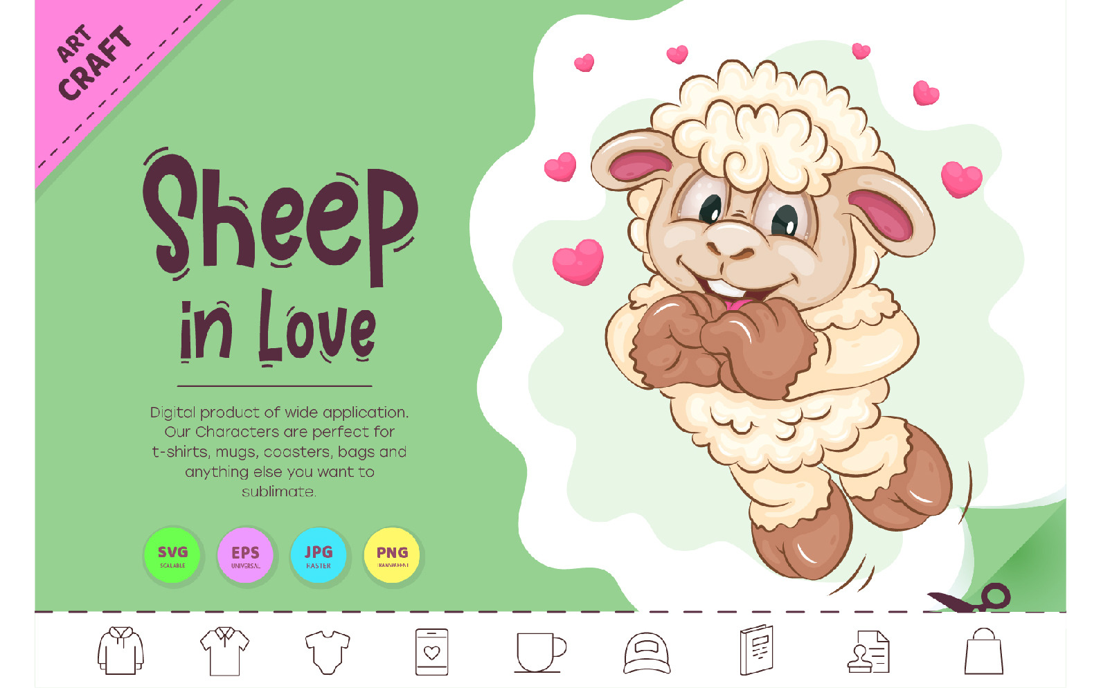 Cartoon-Schafe in der Liebe. Clip Art. - TemplateMonster