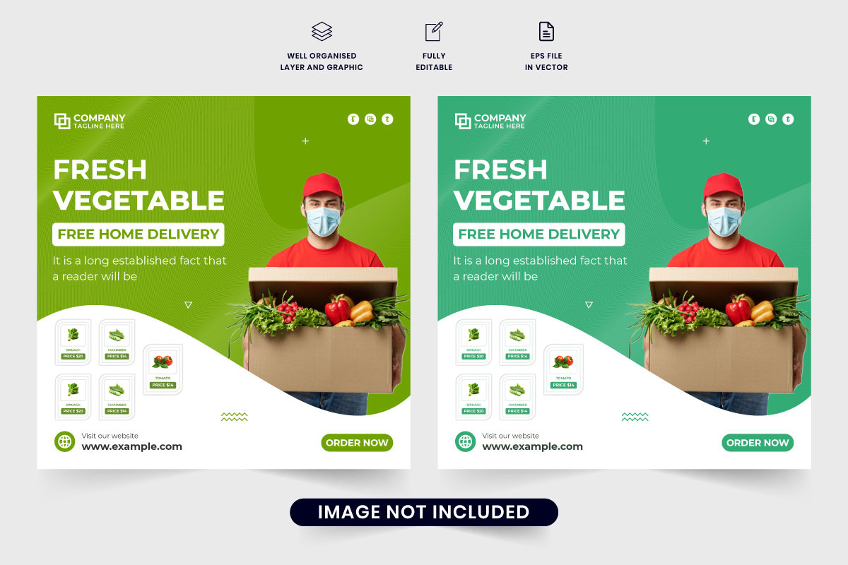 Delivery service social media post vector - TemplateMonster