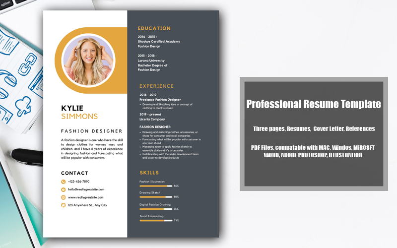 Printable Resume Template PDF Kylie Simmons - TemplateMonster