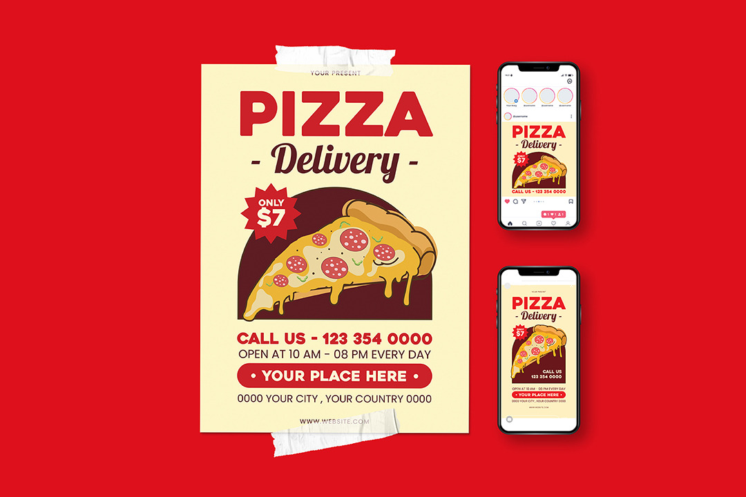 Pizza Delivery Promotional Flyer #316828 - TemplateMonster