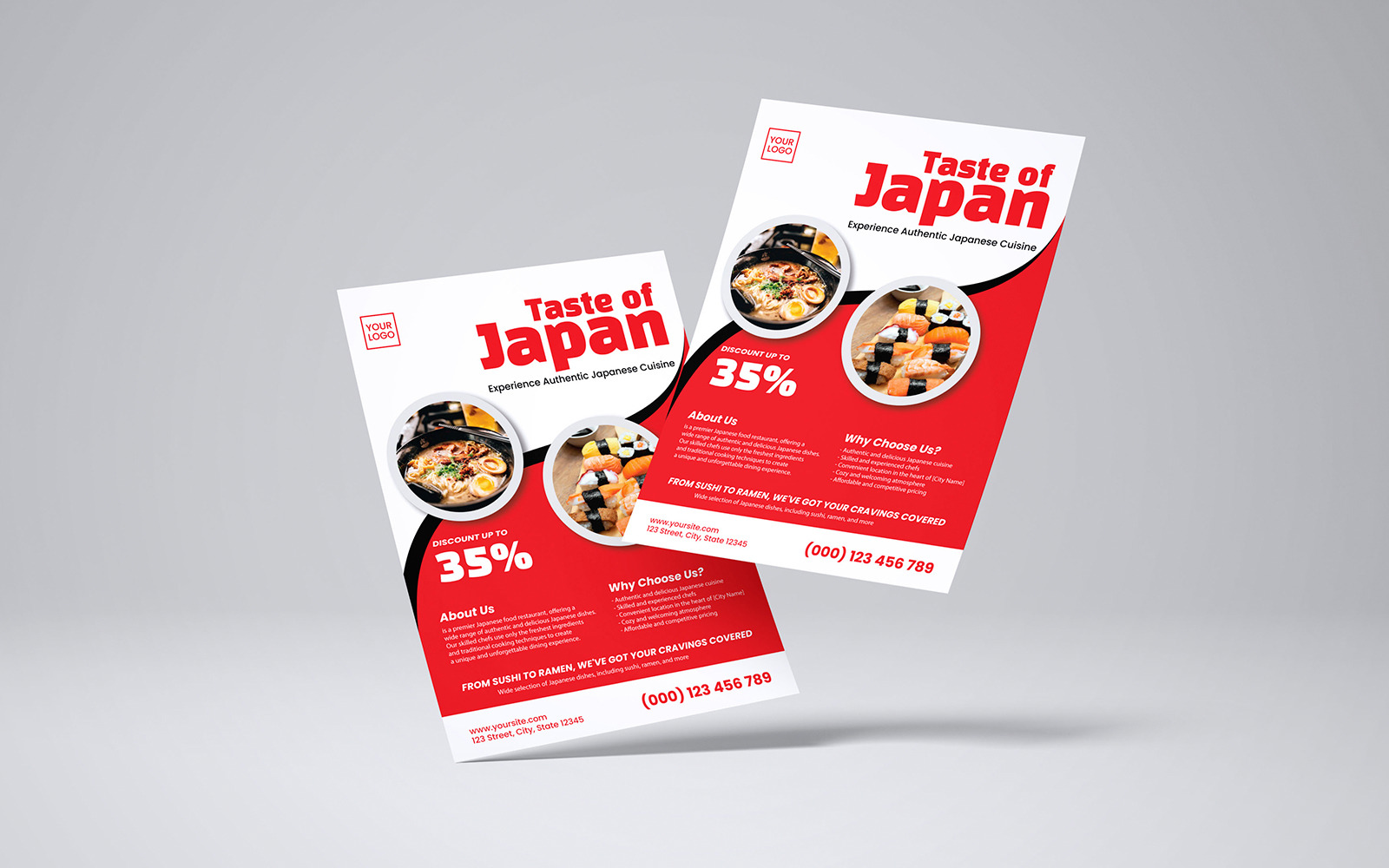 Japanese Food Flyer Template Design #317382 - TemplateMonster