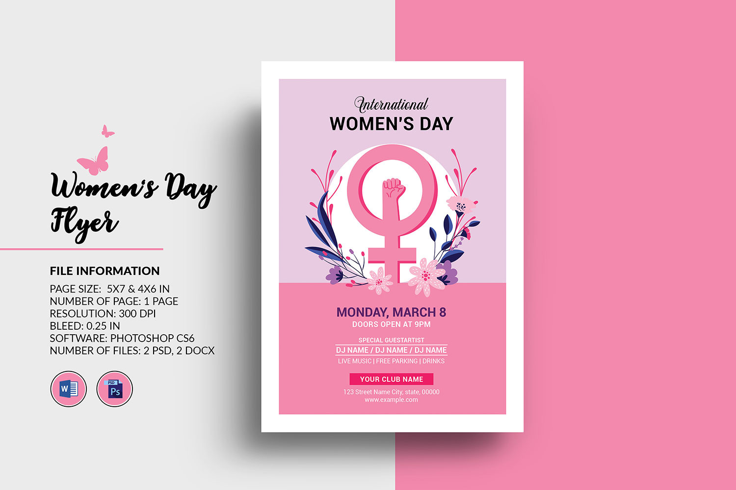 Printable Womens Day Party Flyer Template - TemplateMonster