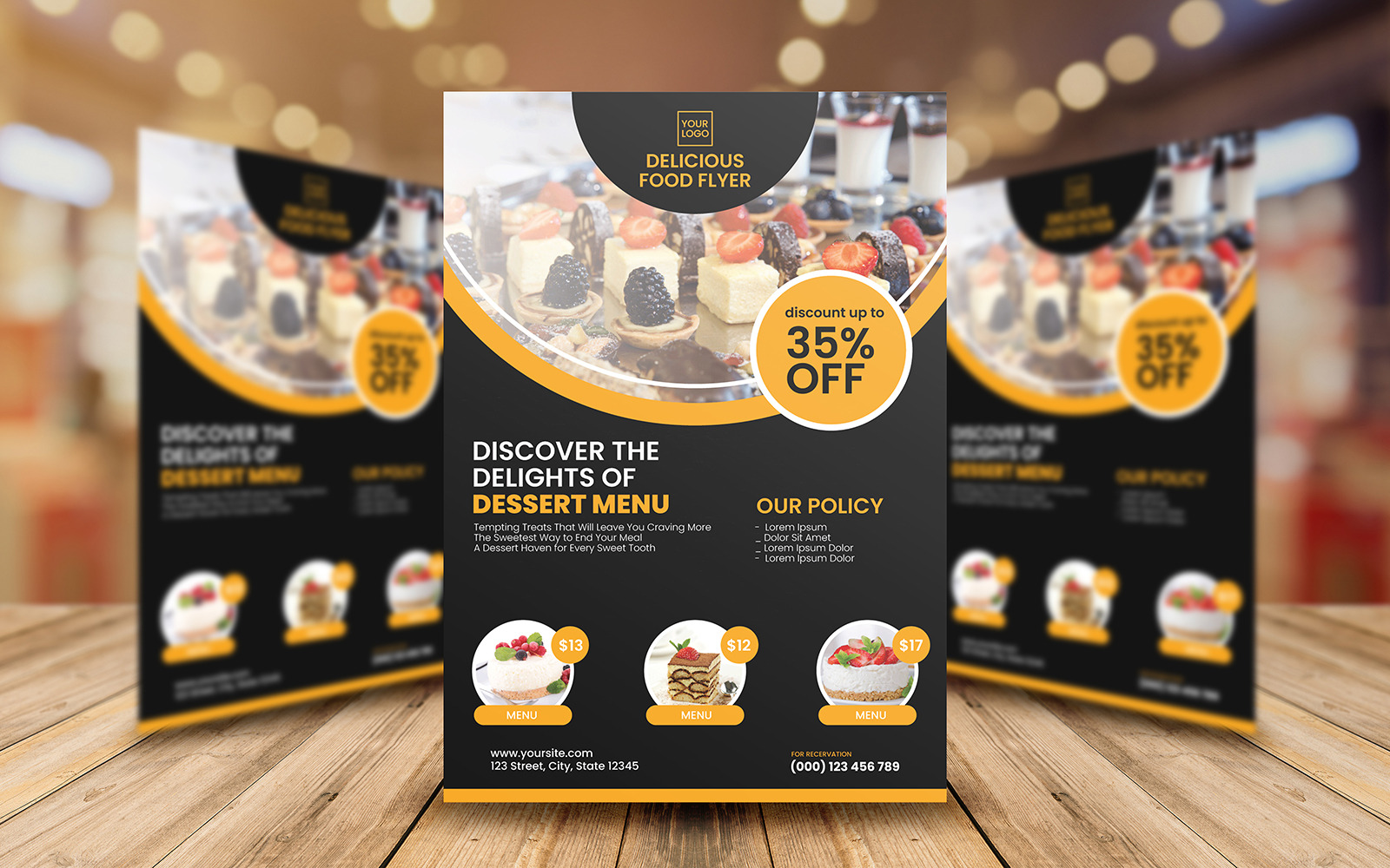 Dessert Food Flyer Template 2 #317588 - TemplateMonster