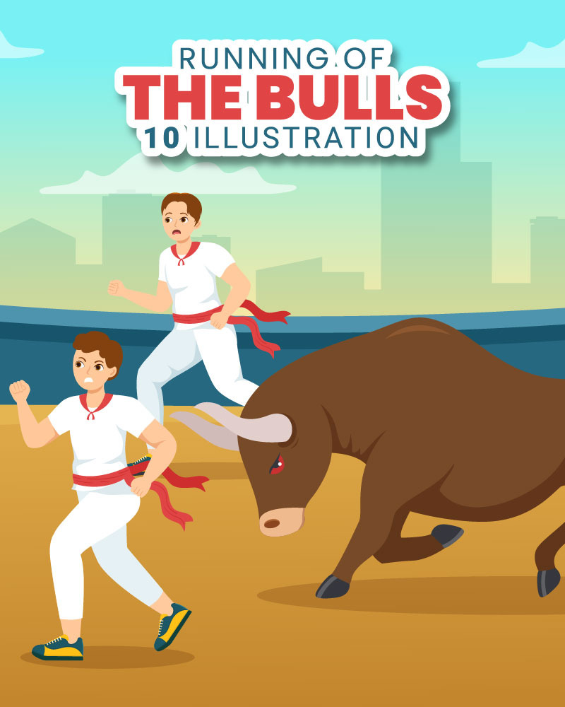 10 Running of the Bulls Illustration - TemplateMonster