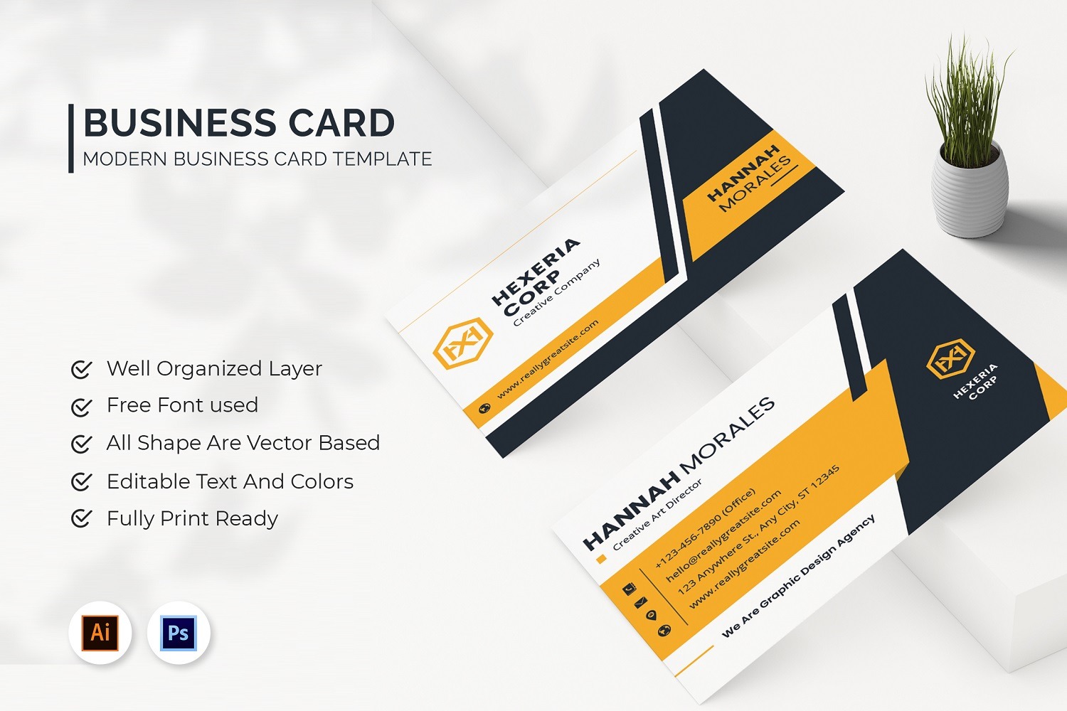 Creative Yellow Business Card #318214 - TemplateMonster