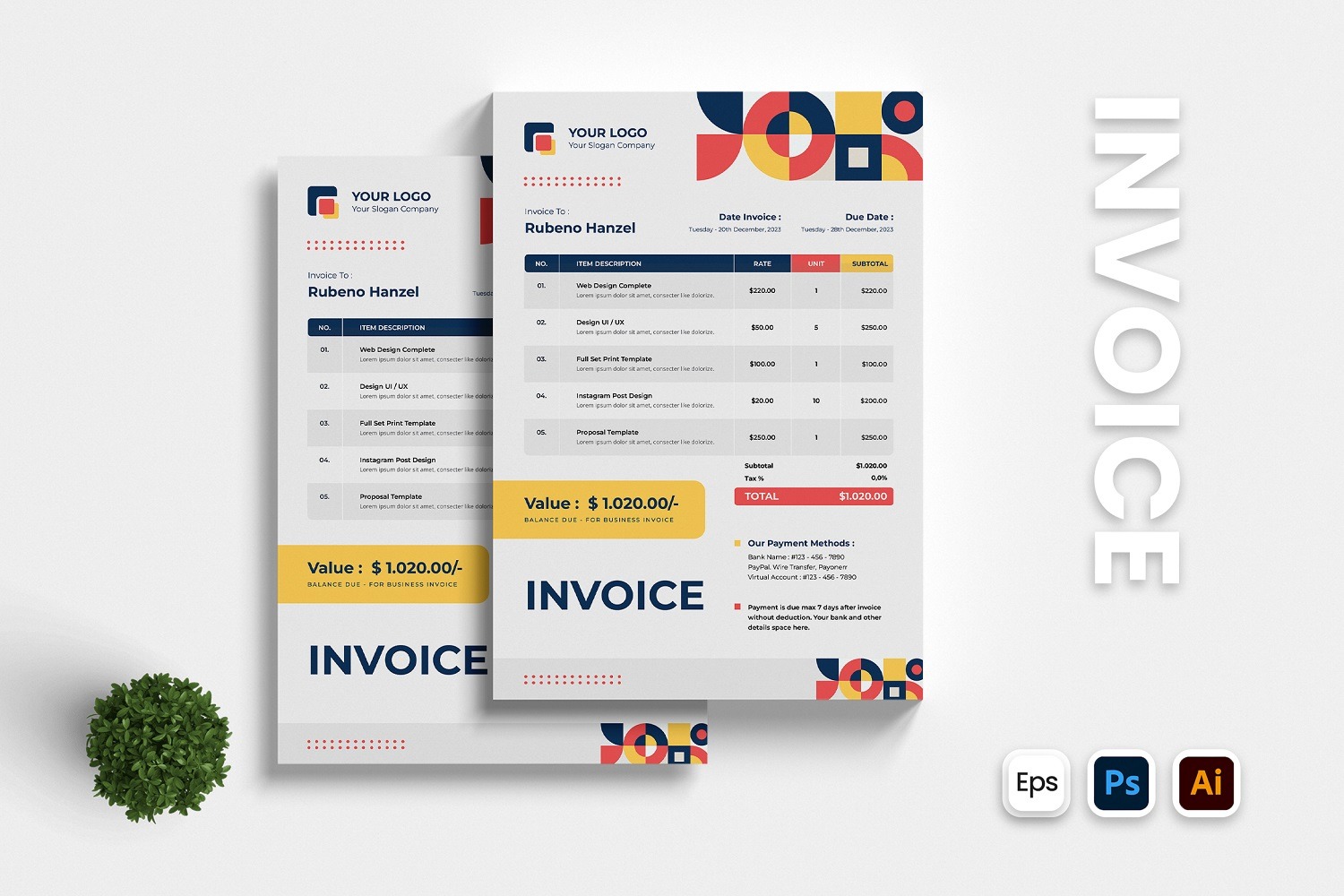 Geometry Concept Invoice Template #318279 - TemplateMonster