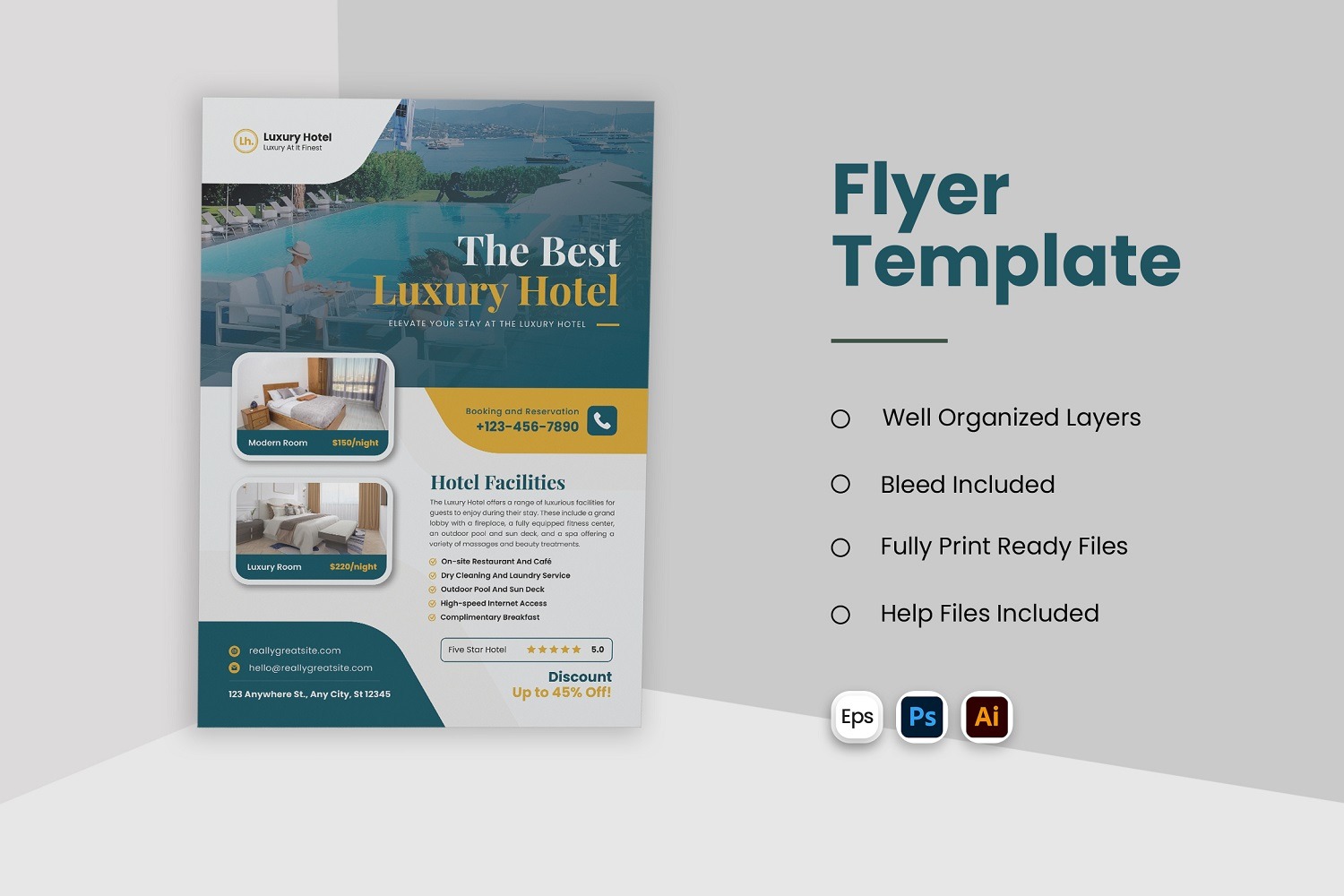 Luxury Hotel Flyer Template #318261 - TemplateMonster