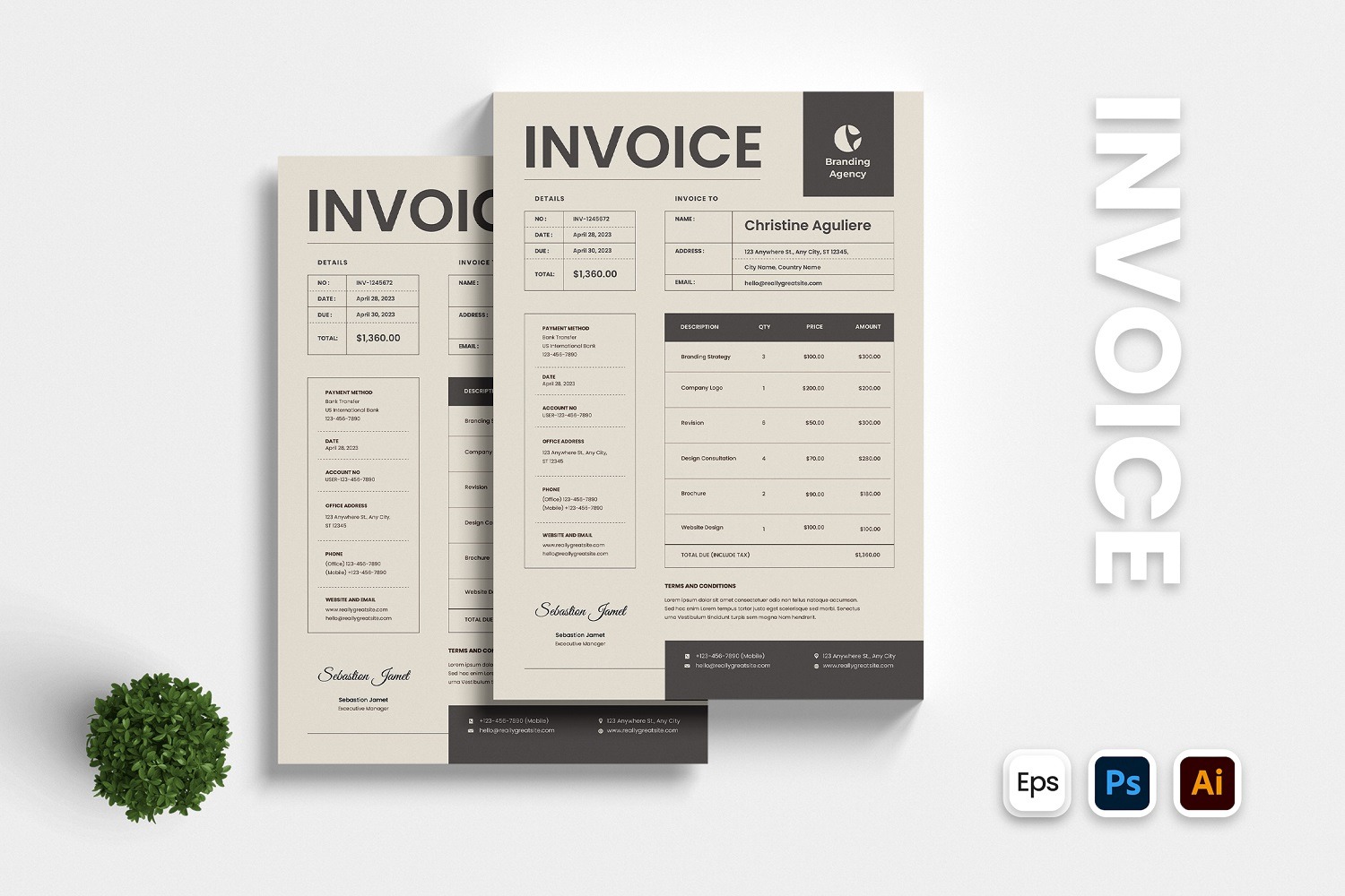 Simple Look Invoice Template #318280 - TemplateMonster