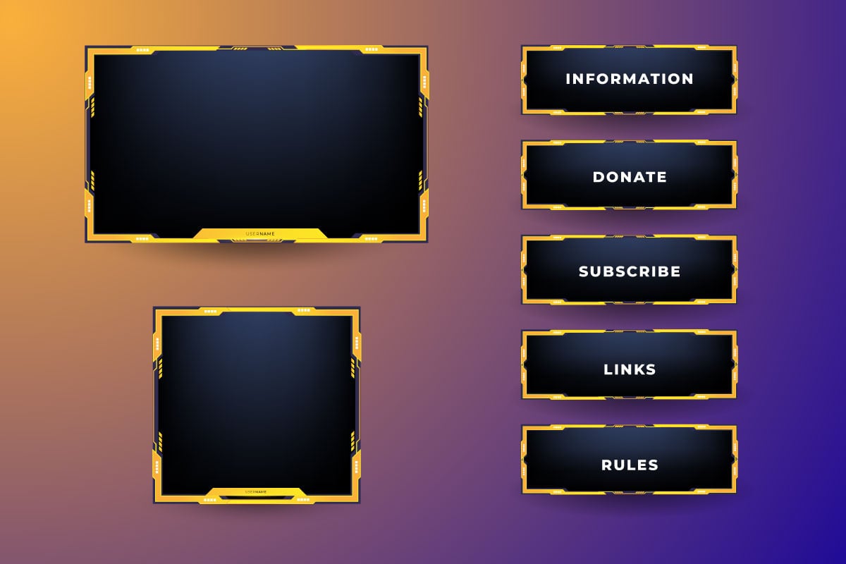 Live stream gameing panel template idea with game screen, live chat and ...