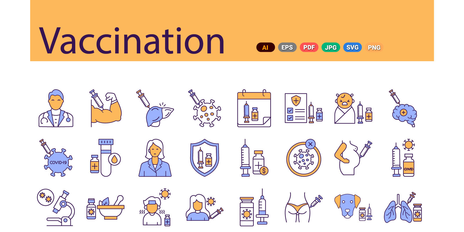 Vaccination Icons Pack | AI | EPS | SVG - TemplateMonster